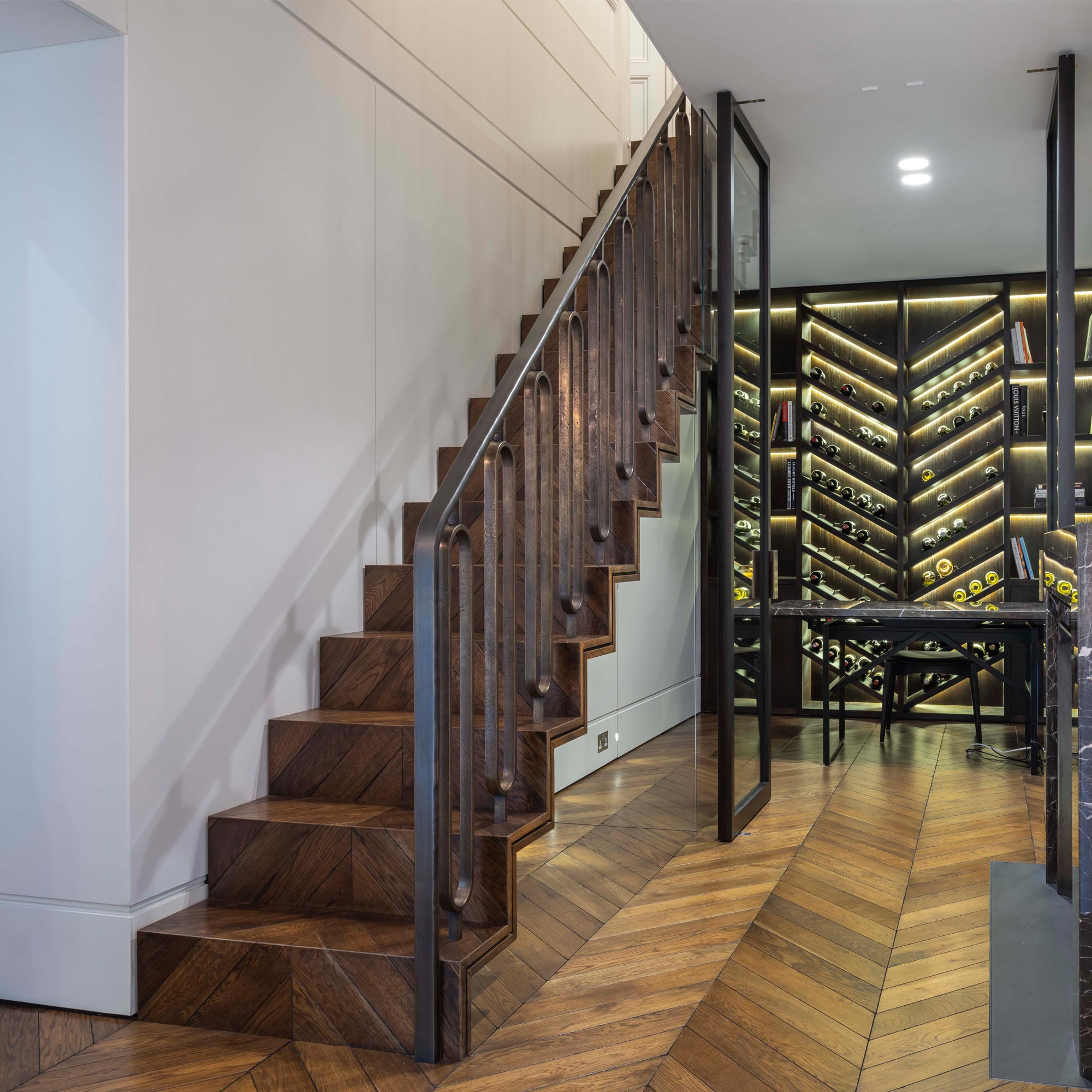 Chevron Herringbone Parquet Staircase | Staircase Design | Bisca