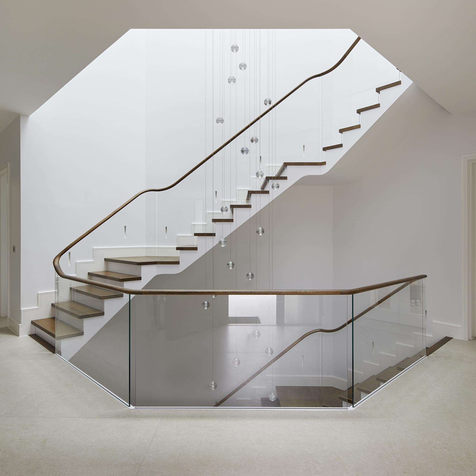 Staircase With Elegant Glass Balustrade - Bisca Staircase Design